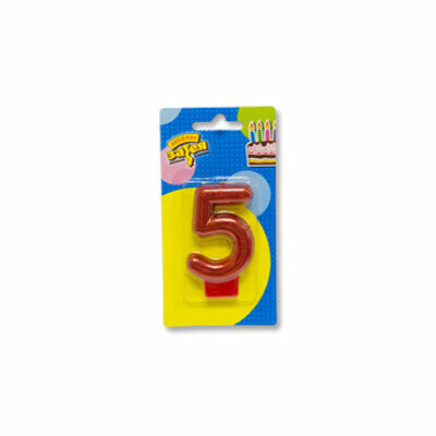Свеча -цифра "5" Блестящая 7,6см/V
