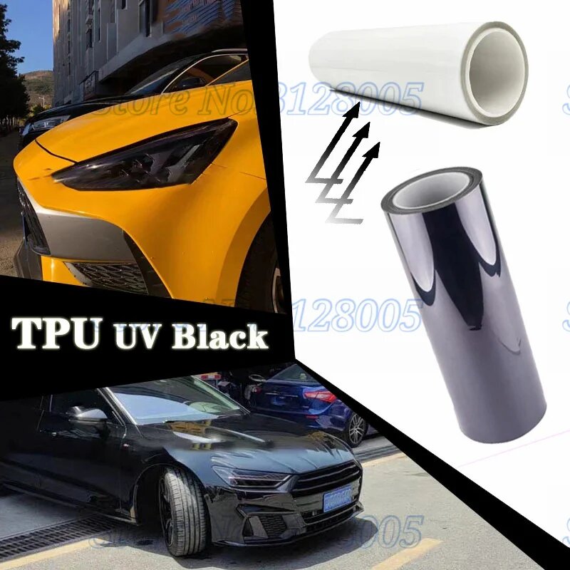 Умная световая пленка, УФ-изменение цвета, фиолетовая, черная, ТПУ, Turn Smoked Black, 30CMX100CM