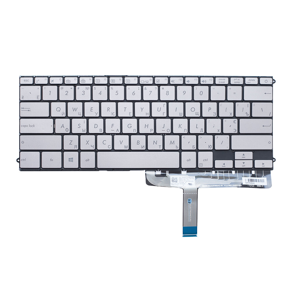 Клавиатура с подсветкой для ноутбука Asus ZenBook 3 Deluxe UX490UA - серебристая