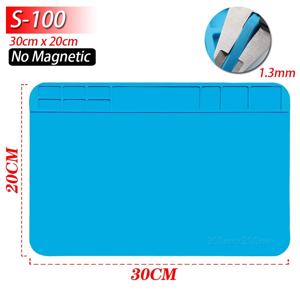 Силиконовая паяльная площадка S-100, 30x20 см, синяя