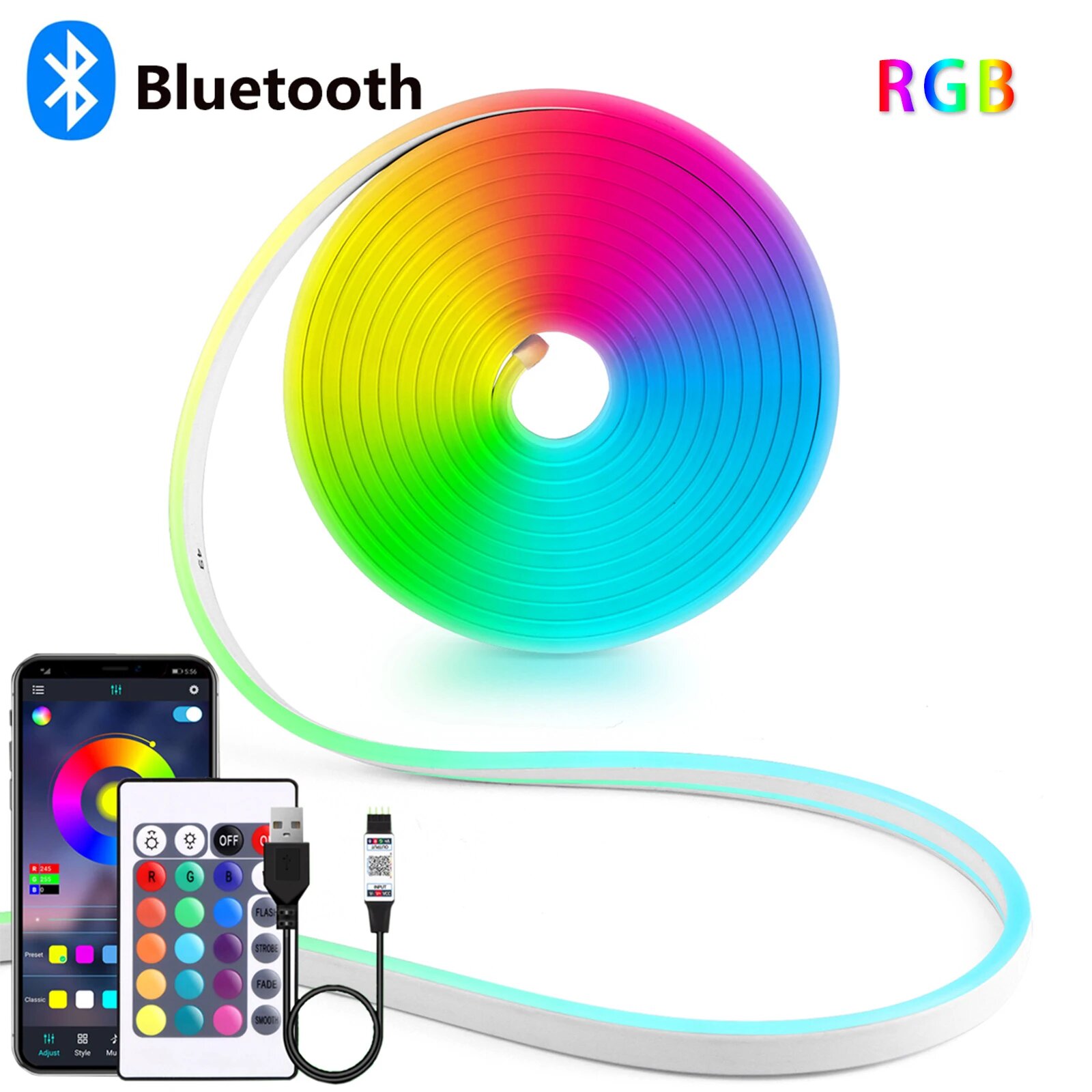 RGB LED-лента DC5V USB 1/2/3/4/5M 3m