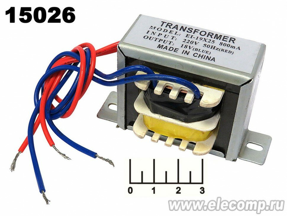 Трансформатор 18V 0.8A EI-19*25