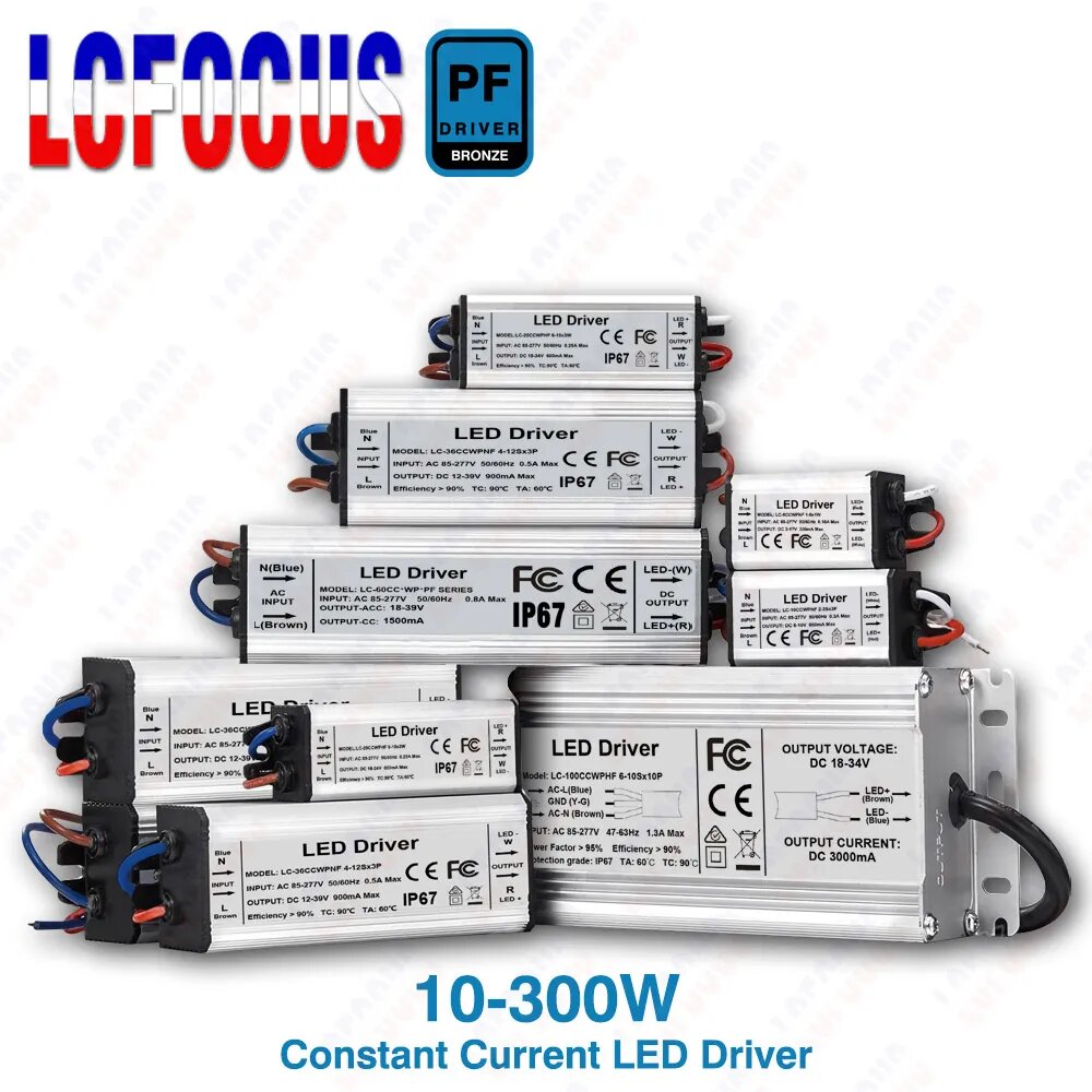Водонепроницаемый трансформатор освещения LCFOCUS 10-300W 900mA 6 to 11V 10W