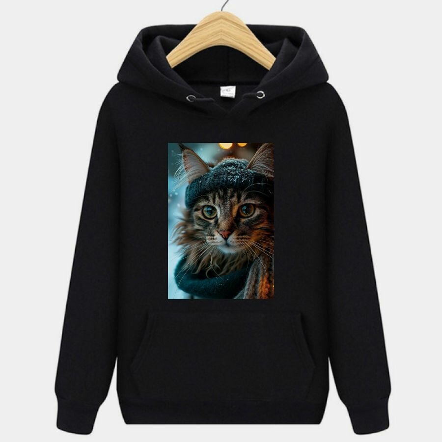 Термотрансфер "Фото кот" 24х16, наклейка на одежду