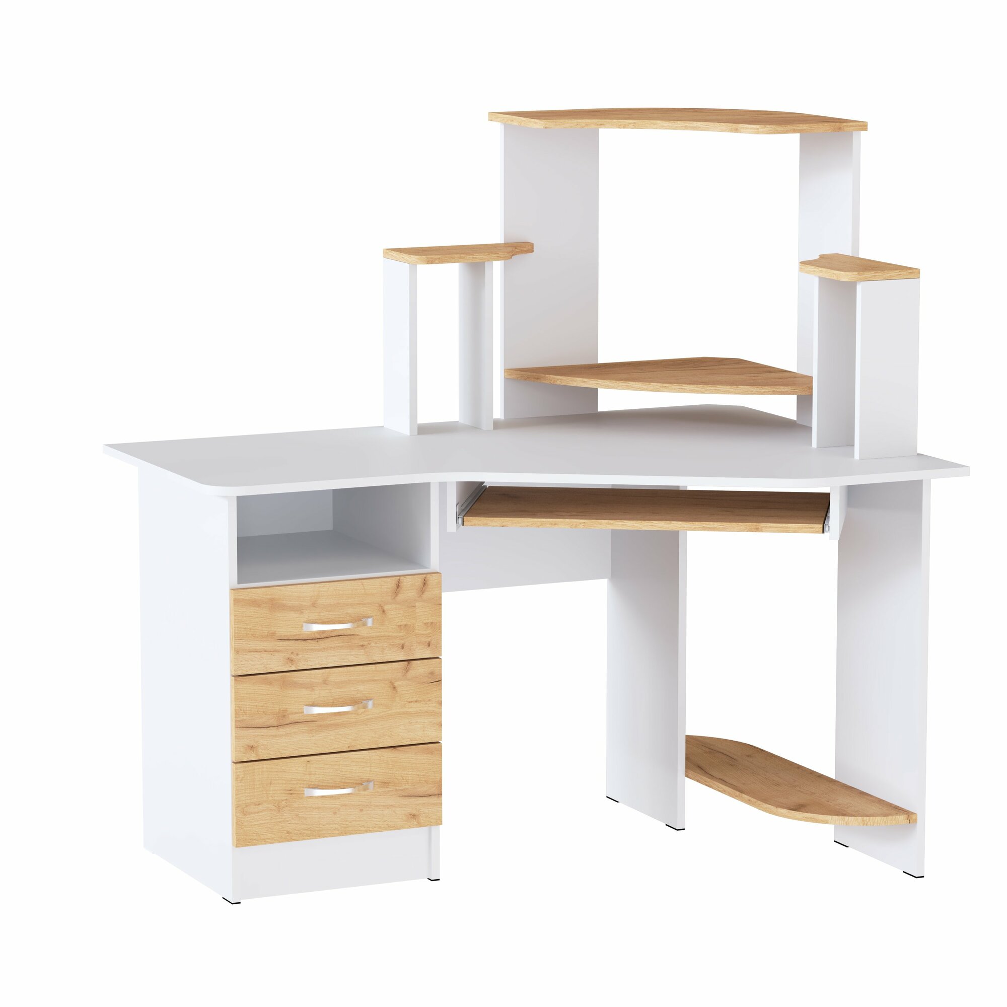 Стол компьютерный Грета-7 133,5х130,0х90,0 см, белый/дуб крафт золотой