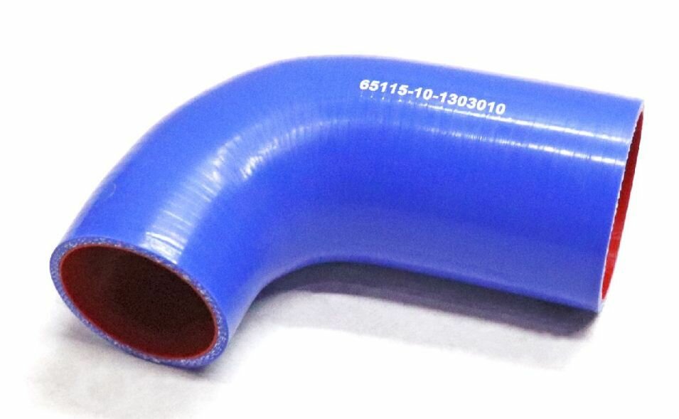 Патрубок радиатора верхний КАМАЗ, силикон, синий, армир. L150/110мм, d70/60мм. (HH020)