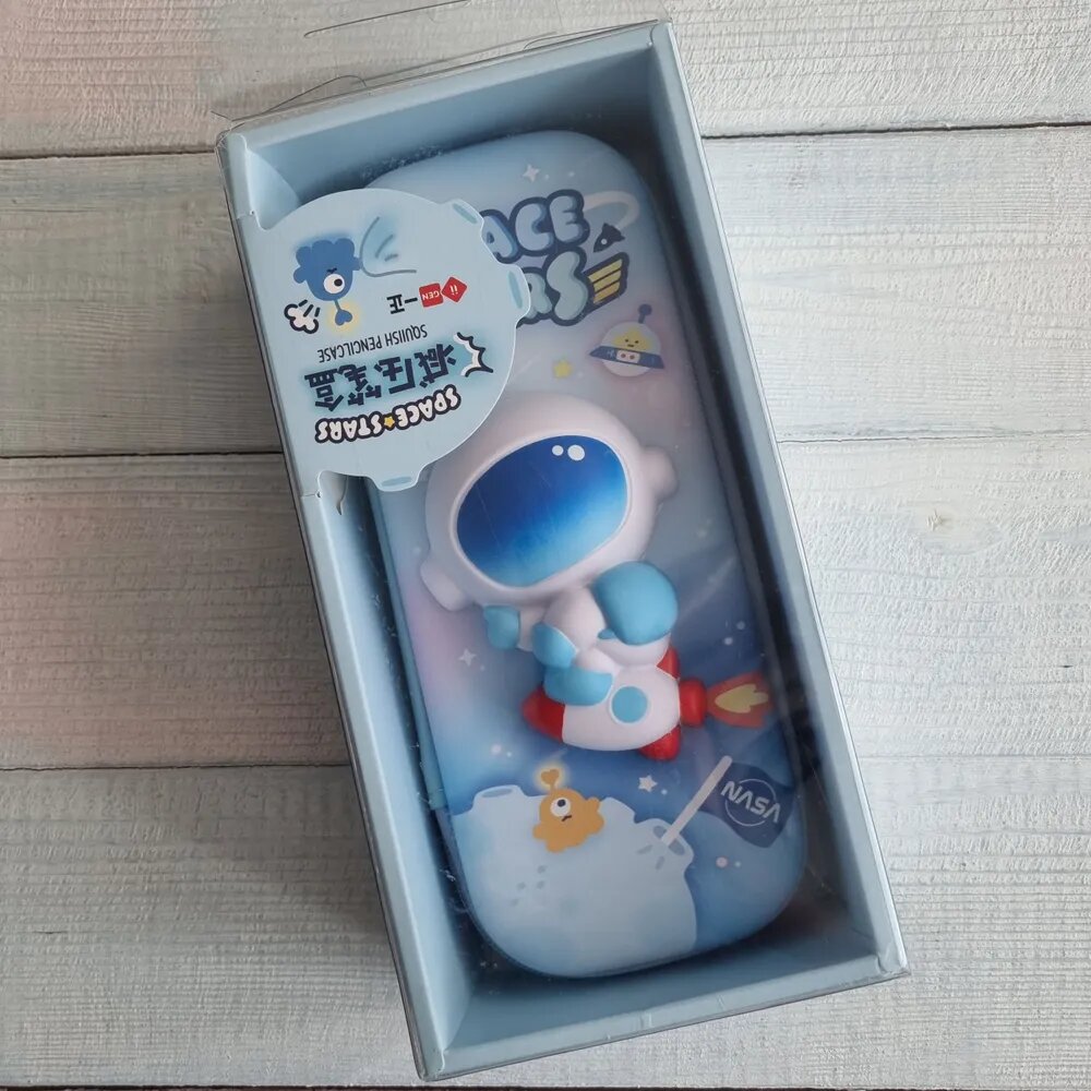 Детский пенал школьный для мальчика с 3D сквиш Космонавт антистресс