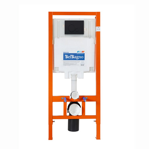 Инсталляция для унитаза BelBagno BB002-80 с кнопкой BB017-SR-NERO. M черный матовый