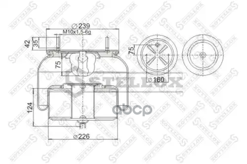 Пневмоподушка со стак! перед. 2шп. М10x1.5 1шт. Volvo FM7-FM12/FH12/FSS AIR/CHH LOW/XLOW Stellox арт. 9067621SX
