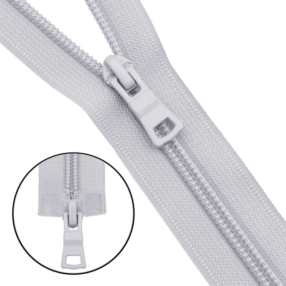 Молния спиральная разъемная, 100 см, 10 шт, Т7, 2 замка, бледно-серый, Айрис