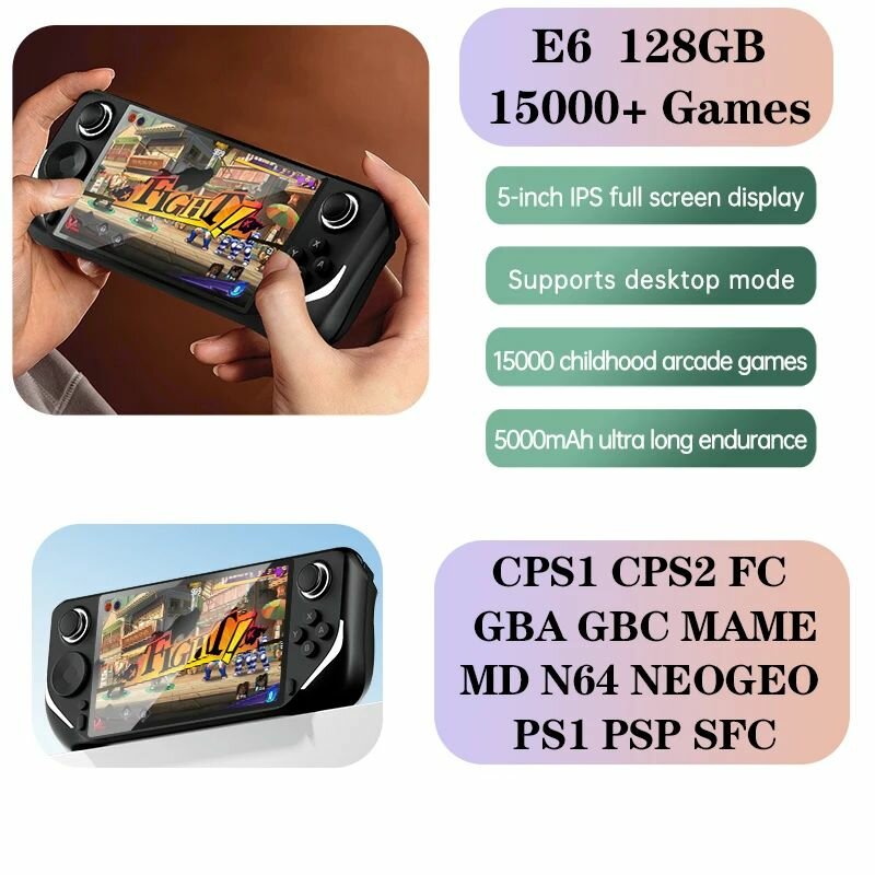 E6 Handheld game console Портативная игровая консоль , портативная игровая приставка с 5-дюймовым IP
