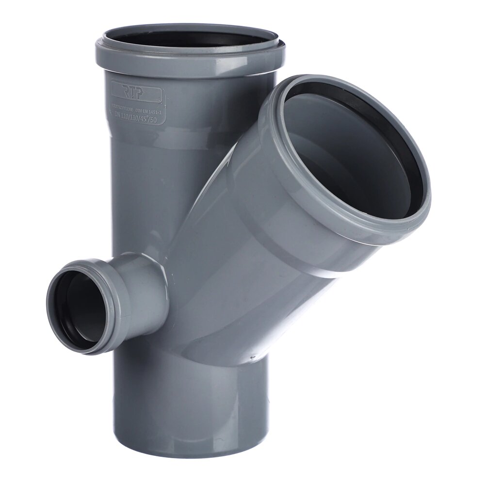 Крестовина канализационная РТП двухплоскостная d110/110 мм угол 45 гр. /d50 угол 90 гр. левая