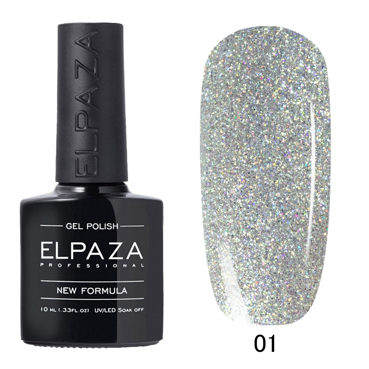 Гель-лак ELPAZA "SPARKLE" 01, 10 мл сияющий эффект с блестками
