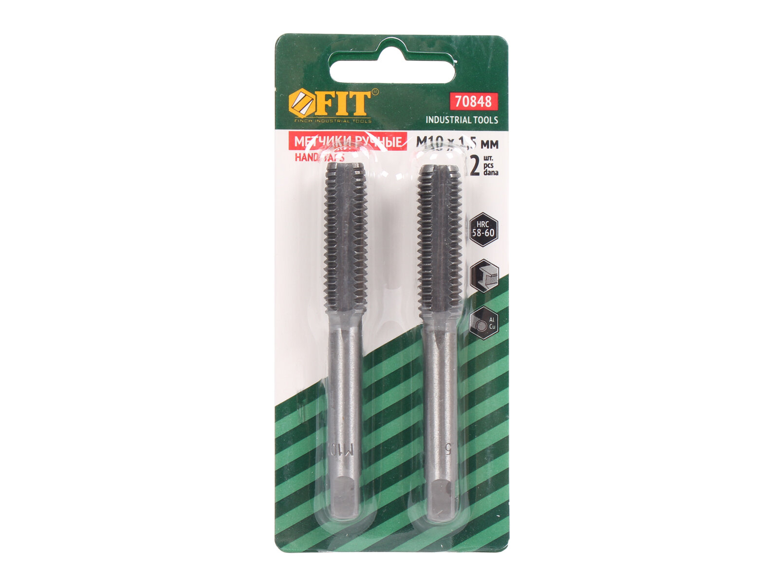 Метчики ручные FIT М10x1.5, инструментальная сталь, правые, комплект 2 шт
