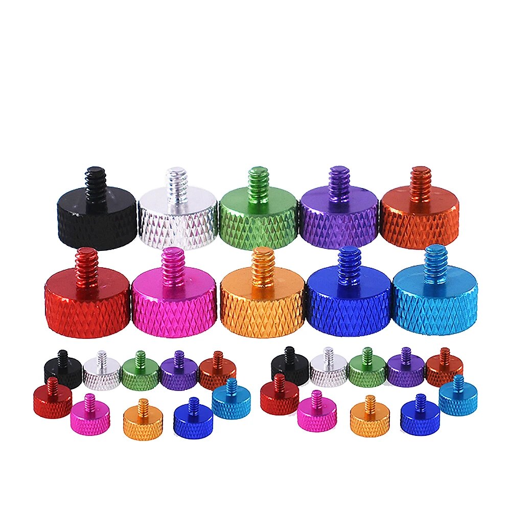 GooBetter Винты с накатанной головкой UNC 6#-32 алюминиевые UNC 6-32x16mm, Golden