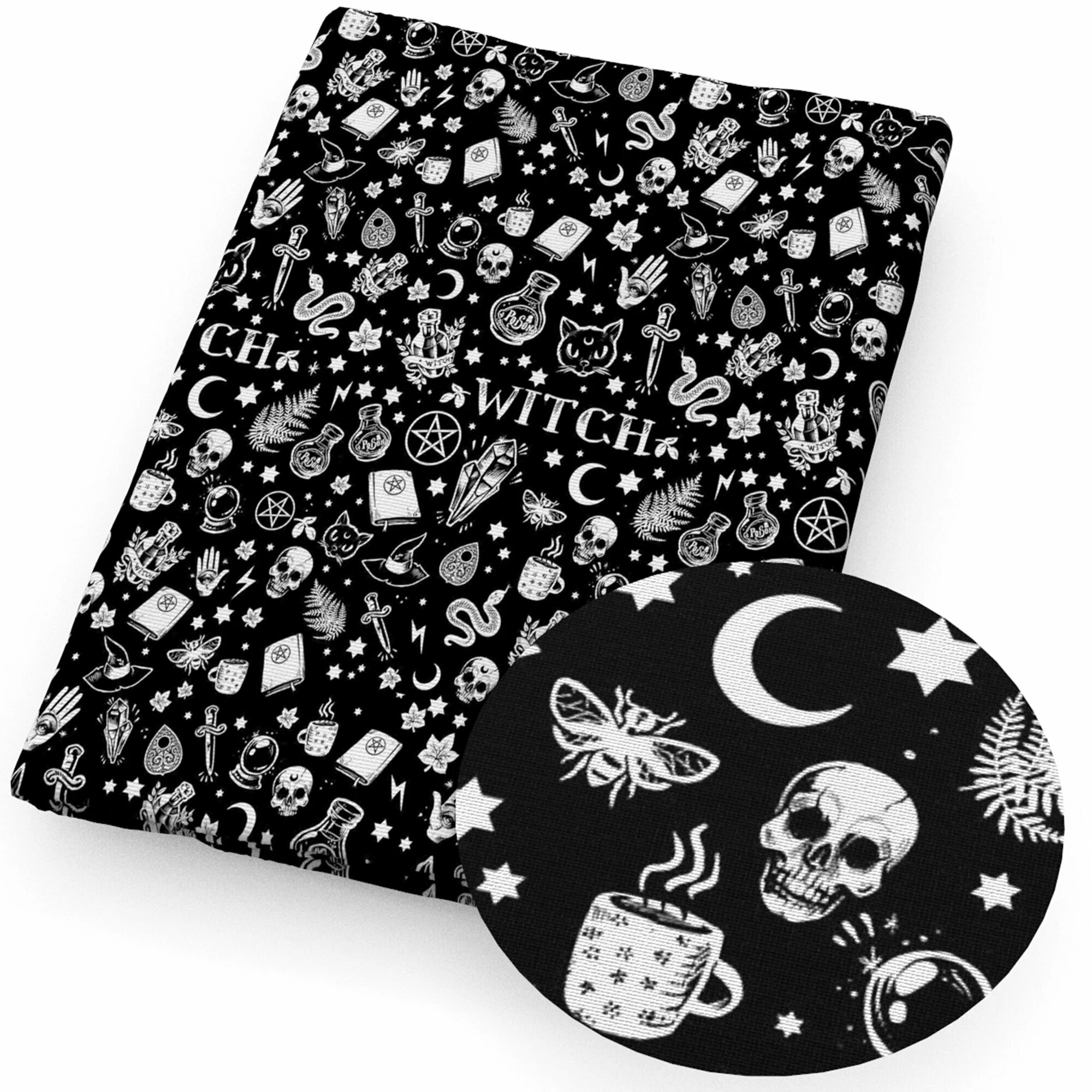 Черная грибная ткань полиэстер хлопок 50*145 см для шитья Черный, polyester canvas, 1232920