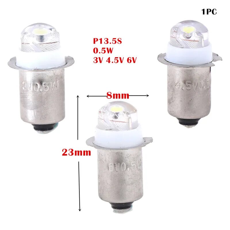 Светодиодная лампа P13.5S для фонарика 0,5 Вт 3V