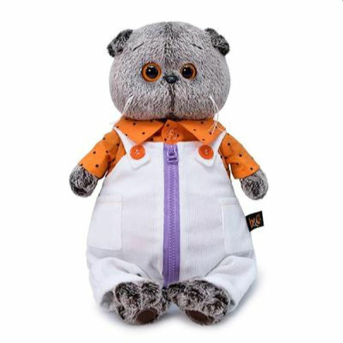 Кот Басик в белом комбинезоне (19см) (в подарочной коробке) Ks19-158
