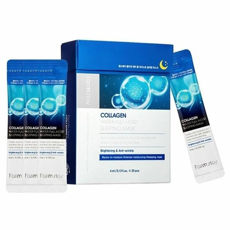 Маска FarmStay Collagen Water Full Moist Sleeping , Увлажняющая ночная с коллагеном, 20*4 мл