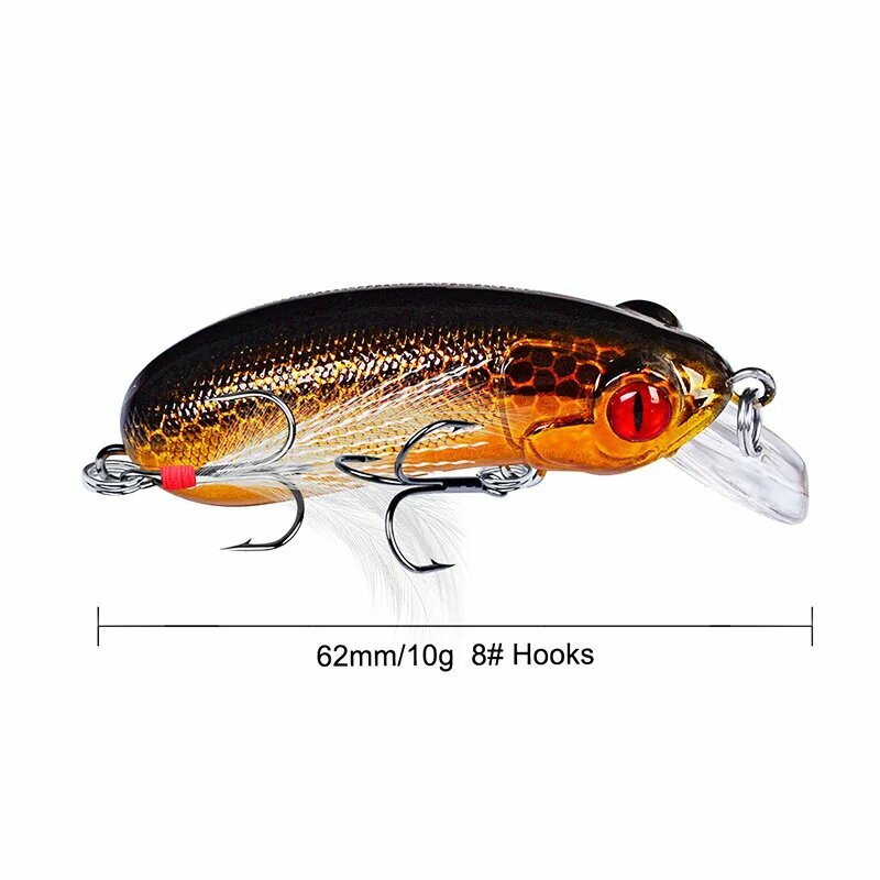 Воблер жесткий WDAIREN 62мм, 10г, Цвет E, 8# Hooks