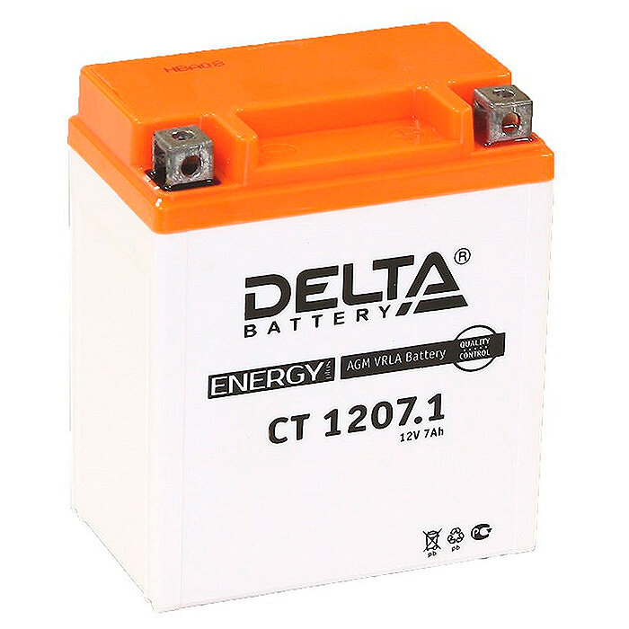 Аккумулятор DELTA CT1207 (YTX7L-BS) для скутера, мотоцикла, квадроцикла DELTA-CT1207.1