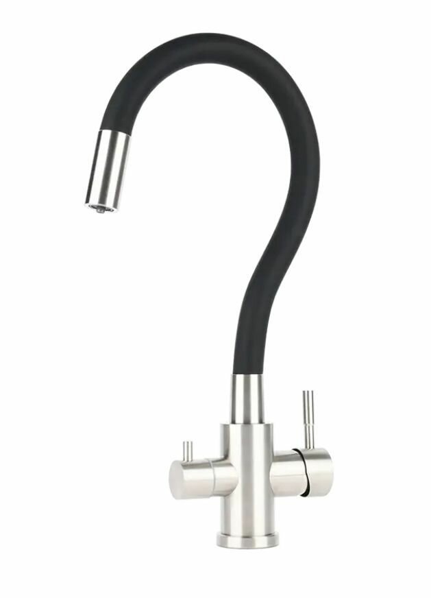 Смеситель для кухни с выделенным каналом для питьевой воды OSGARD GRON GALA 87283, нержавеющая сталь, силикон, черный матовый