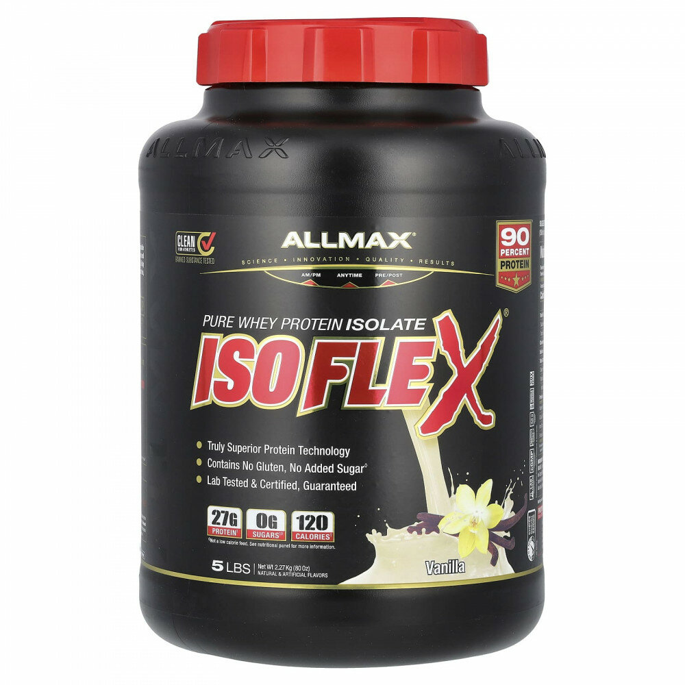ALLMAX, ISOFLEX®, чистый изолят сывороточного протеина, ваниль, 2,27 кг (5 фунтов)