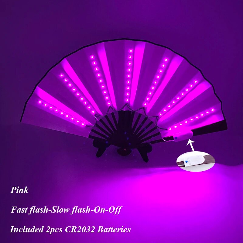 Складной светодиодный веер Розовый, B 03