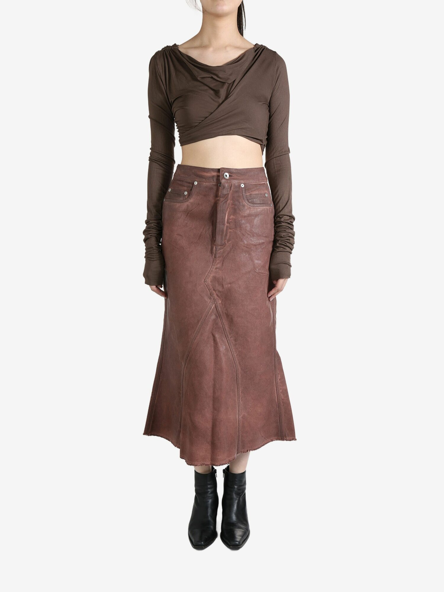 Топ Rick Owens Lilies Asymmetric-design top, размер 44, коричневый — фото 1