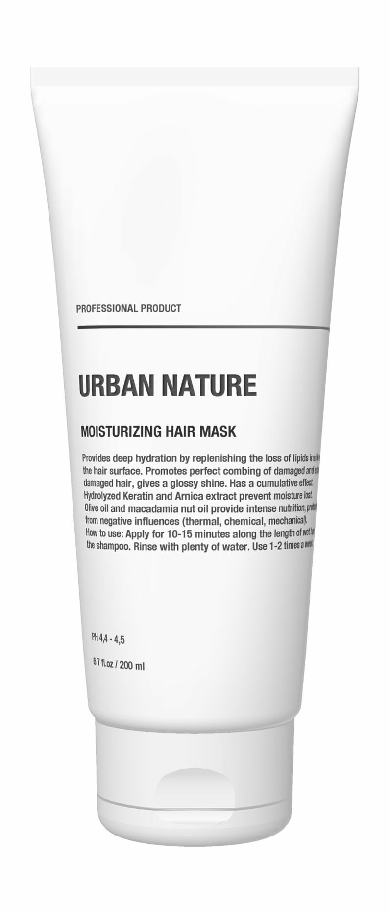 URBAN NATURE Маска для волос увлажняющая с кератином и маслом макадамии, 200 мл