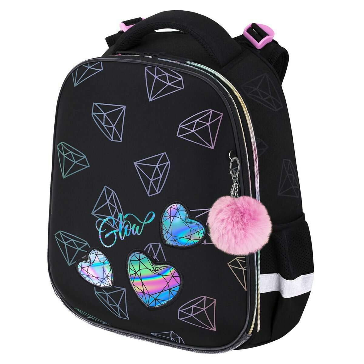 Ранец школьный Brauberg Luminous "Diamonds", светящийся рисунок, 38х29х16см, 27207 (272070)