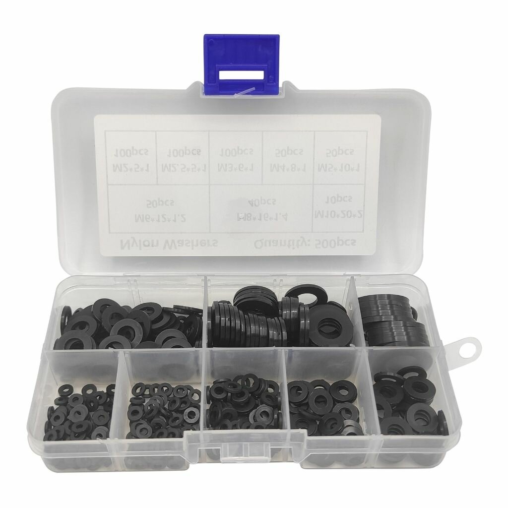 1 коробка из 500шт черной нейлоновой шайбы