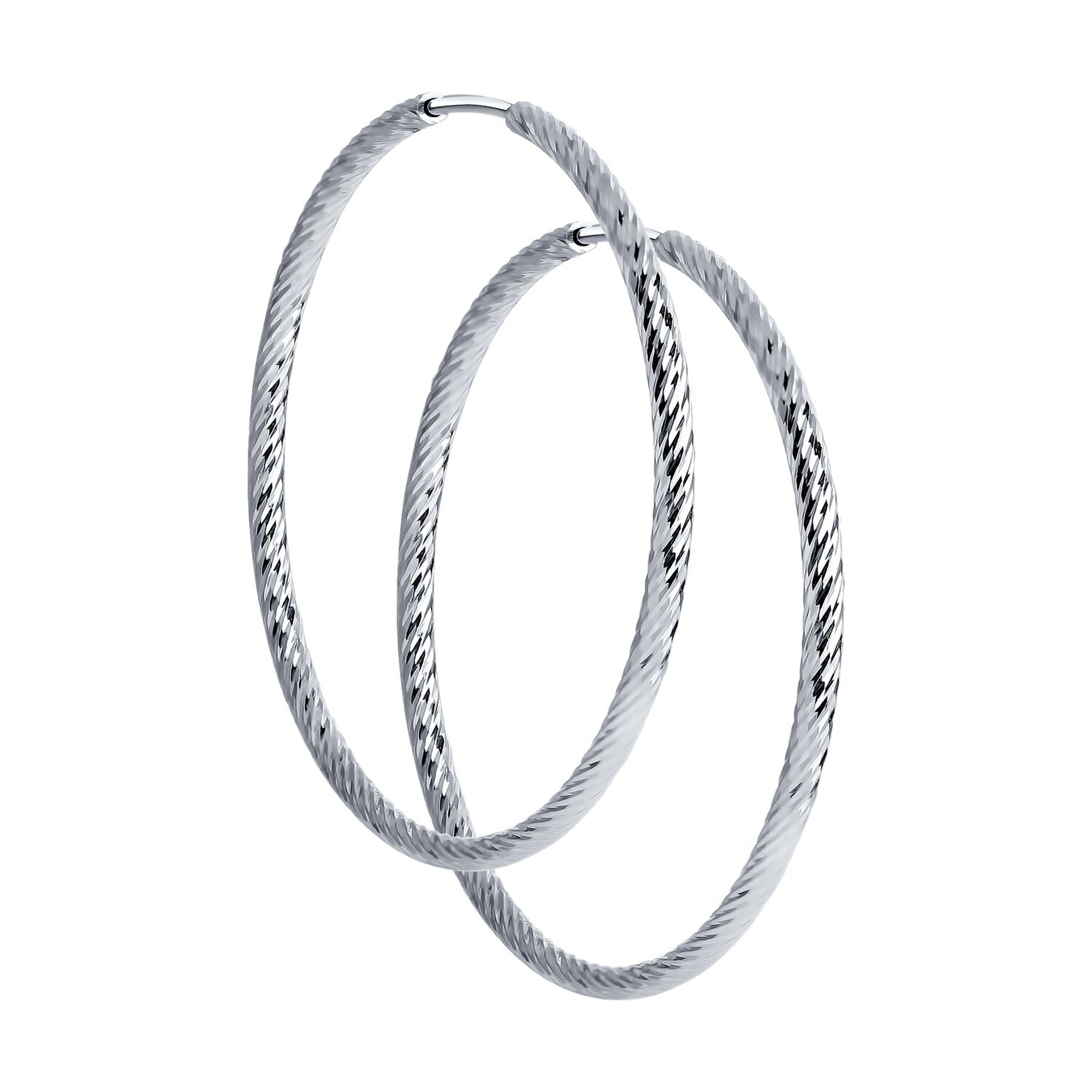 Серьги конго, серебро, 925 проба, родирование