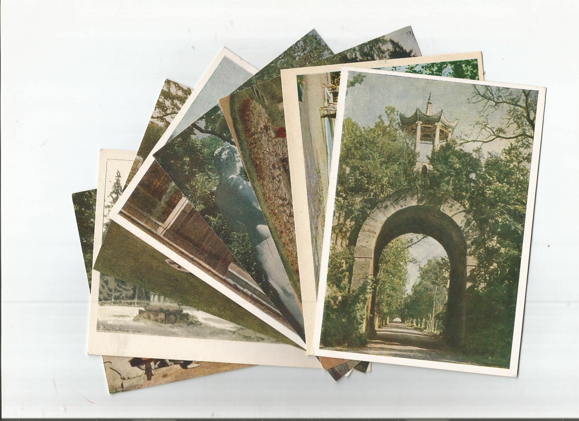 Набор открыток СССР 1949-1955 год. Города. Пушкин. Чистые, комплект 9 штук. Издательство изогиз . Карточка коллекционная