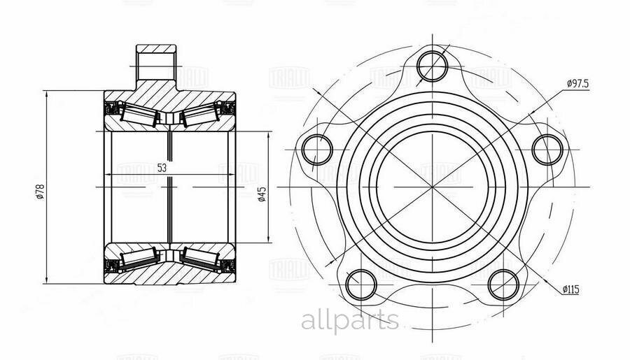 TRIALLI MR 1008 Подшипник ступицы FORD TRANSIT 00-06 пер.