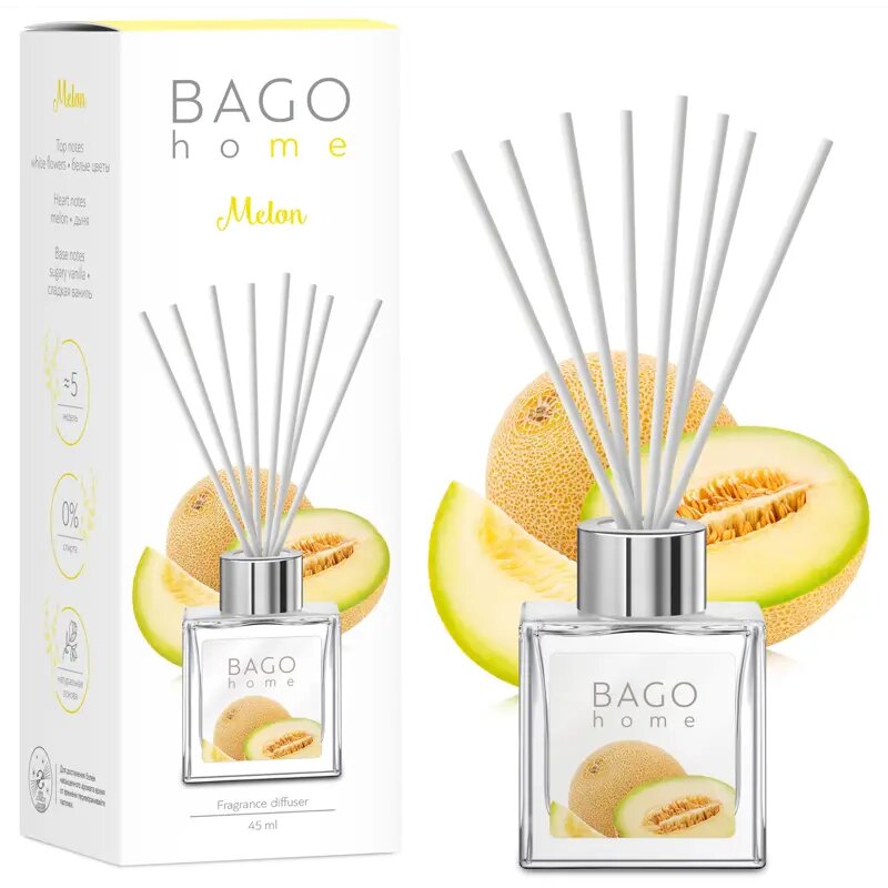 Ароматический диффузор Bago Home Дыня 45 мл, без спирта, Россия