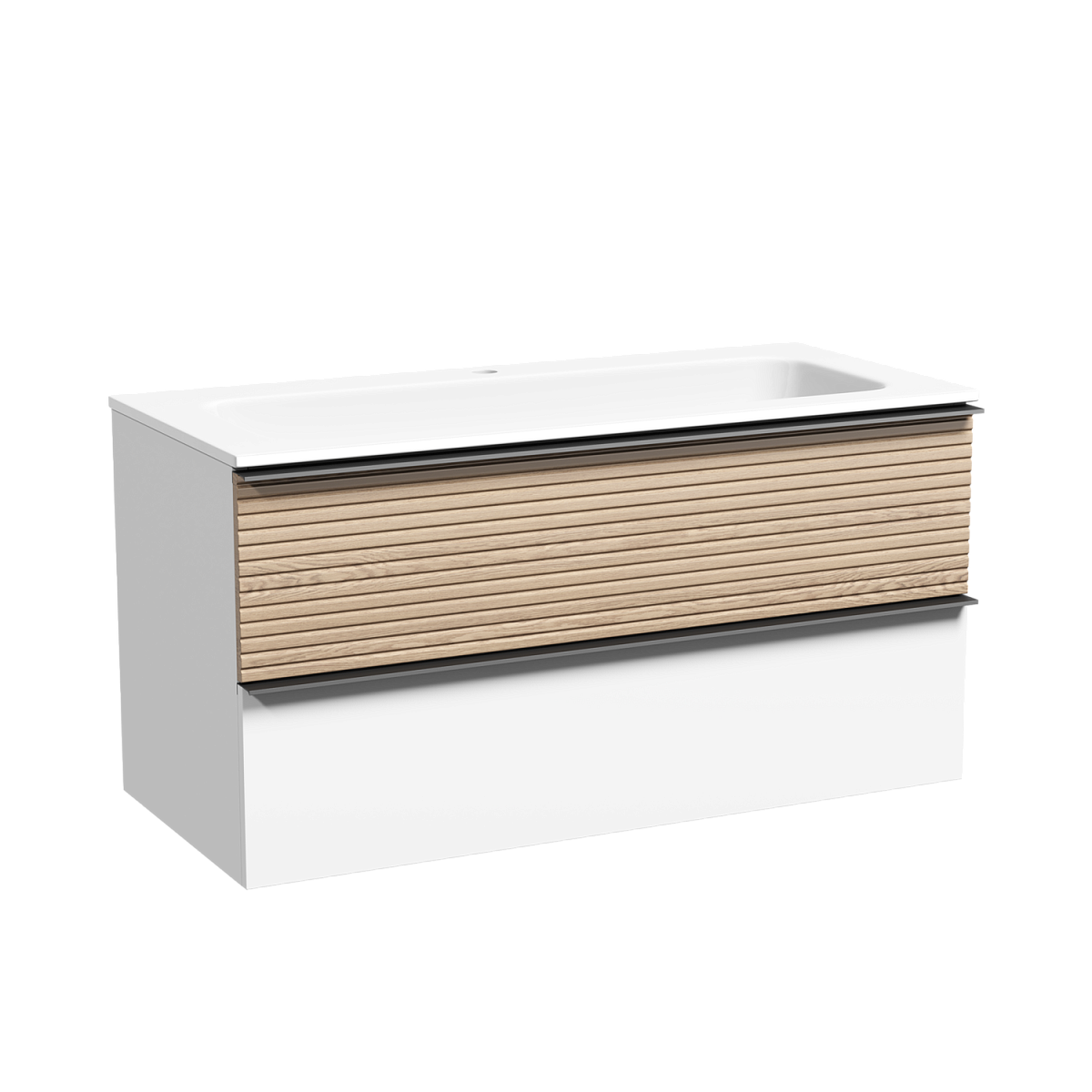 Тумба с раковиной Sancos DELTA DL100W 100 дуб светлый/белый