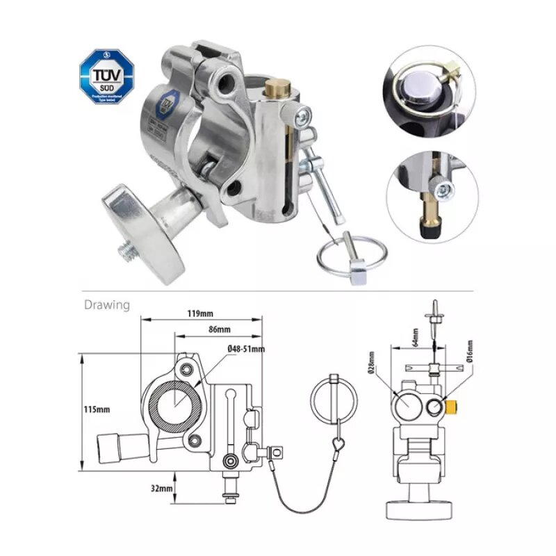 Хомут Kupo KUPO KCP-844B T.V. Coupler (Ø48-51)