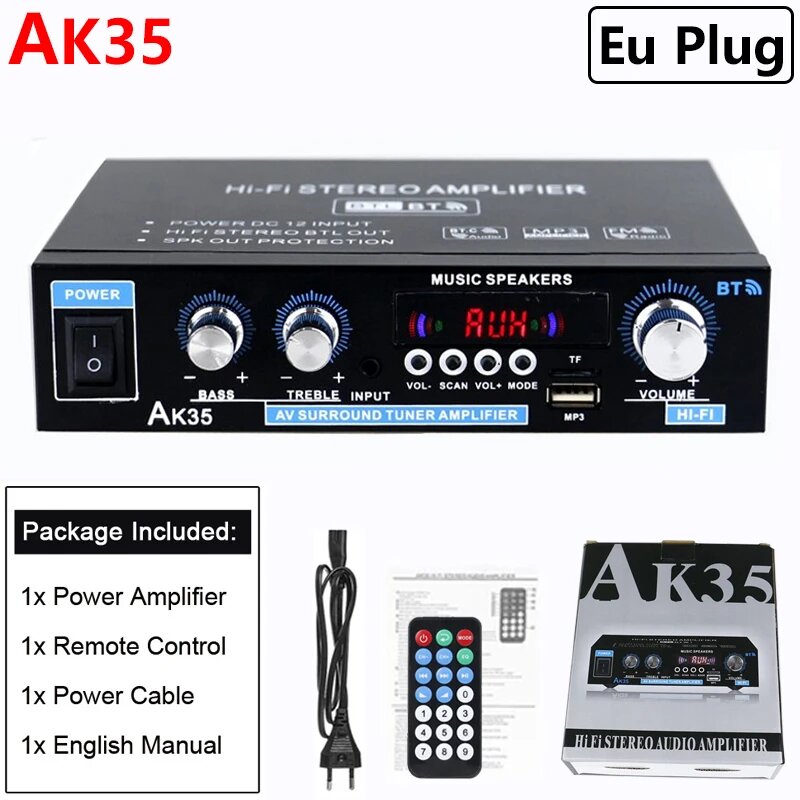 WAPUNO AK35 Цифровой усилитель 800 Вт AK35 Bluetooth EU