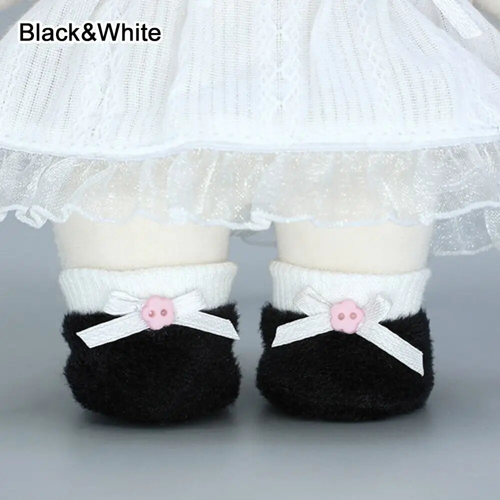 Кукольные туфли черные 20 см, Black-White