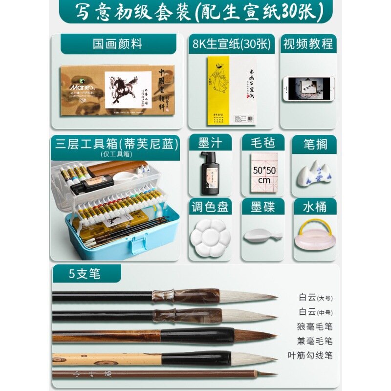 Набор для начинающих Marley, для китайской живописи, 12 цветов