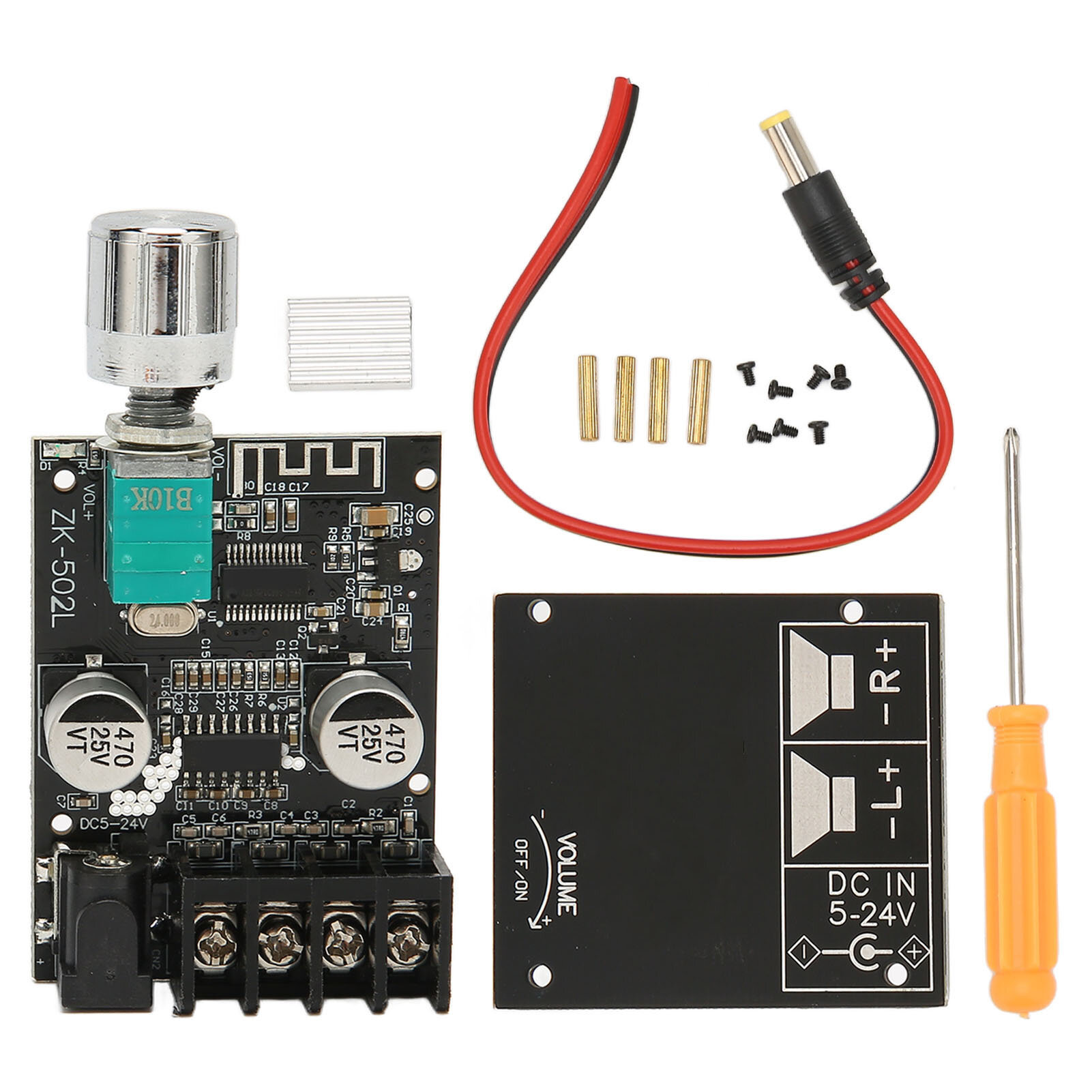 Digital Power Amplifier Board Bluetooth 5.0 Mini Stereo Module with Switch and Adjustable Volume