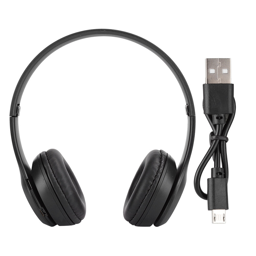 Беспроводные Bluetooth-наушники, складные, со стереозвуком, шумоподавлением, для игр, FM-радио и музыки, черные.