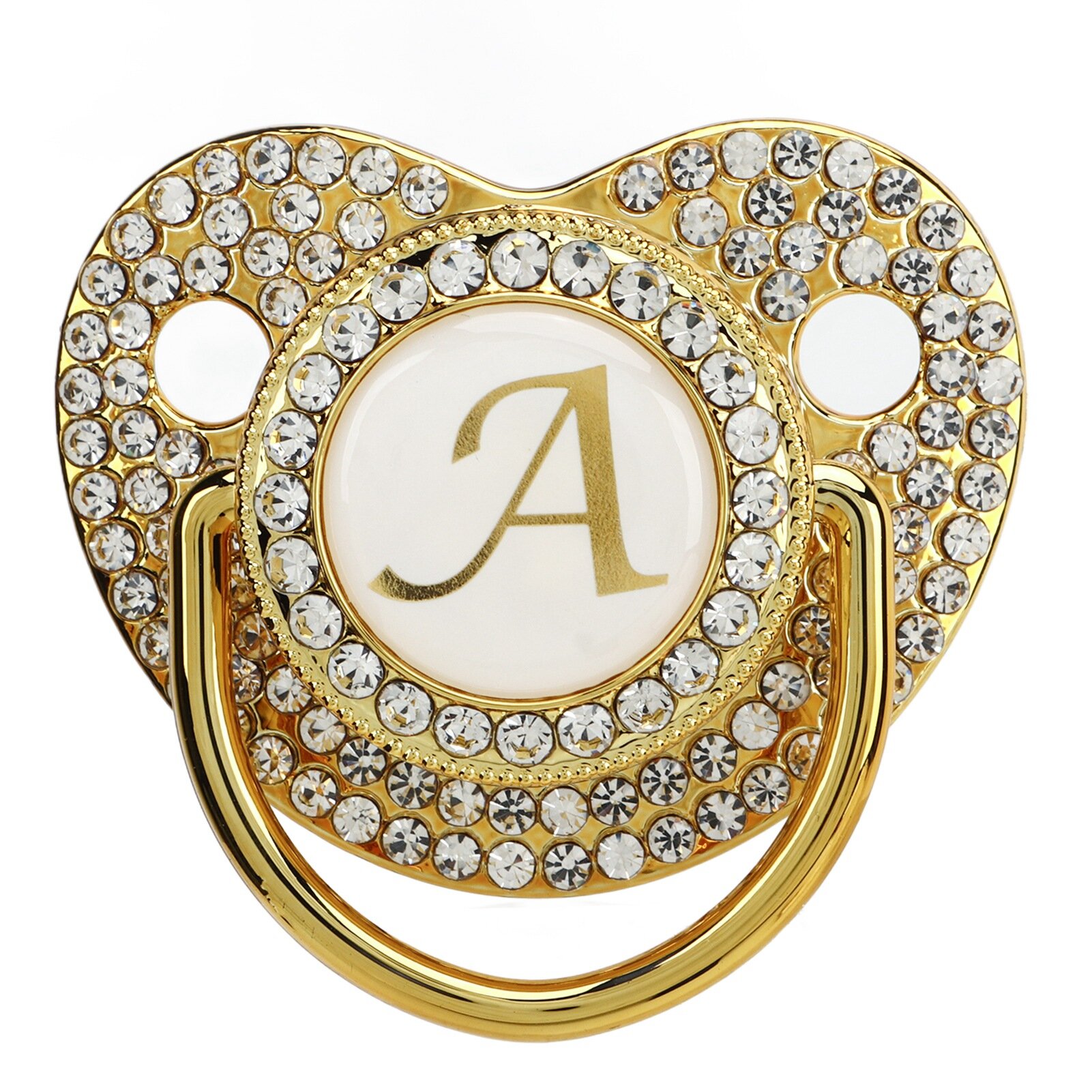 Детская блестящая соска, Золотая соска, зажим для соски, изогнутая соска с буквой и пылезащитным чехлом для новорожденных, буква А