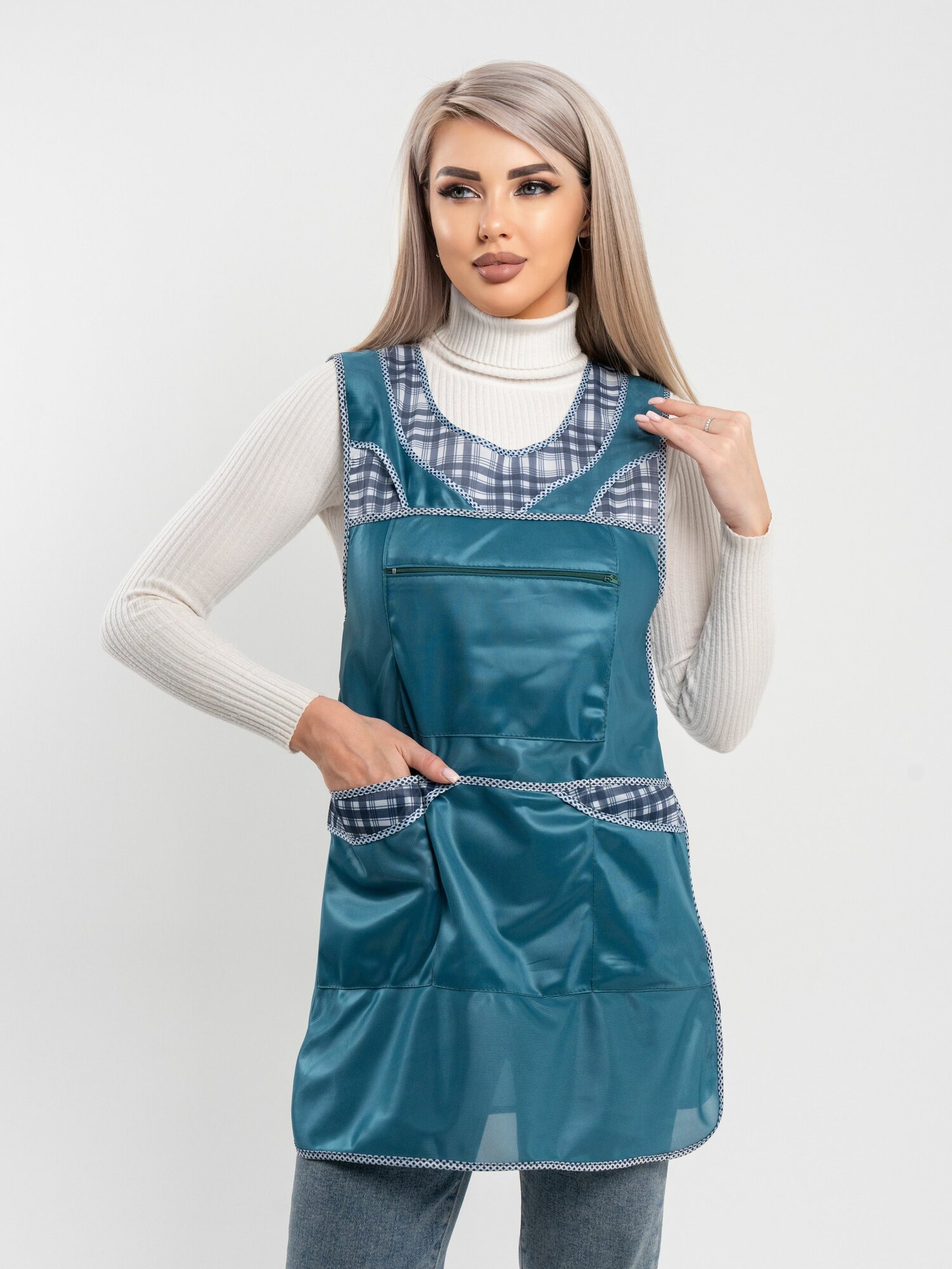 Сарафан рабочий женский Рита из Нейлона. Халат фартук универсальный подходит для продавцов, уборщиц, поваров, флористов и парикмахеров