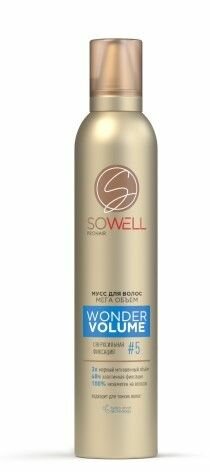 Мусс для волос SOWELL Wonder Volume, мега объем, сверхсильной фиксации, 200 мл
