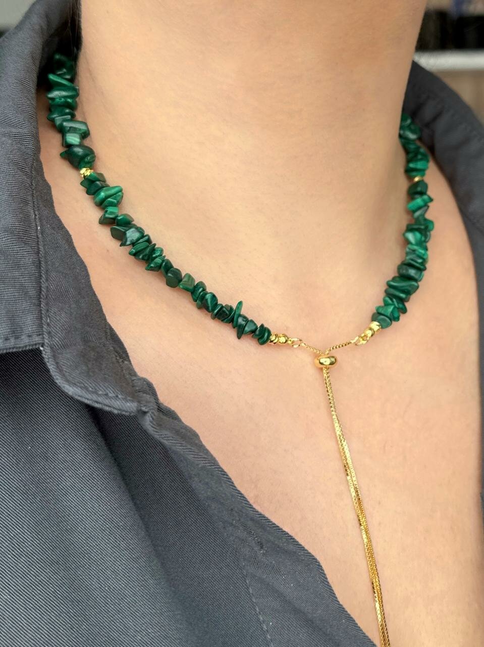 Колье, малахит