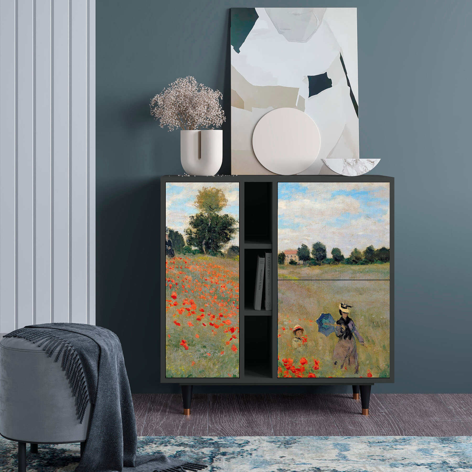 Комод - STORYZ - BS5 The Poppy Field near Argenteuil by Claude Monet, Размер - 94 x 96 x 41 см, Цвет корпуса - , Антрацит