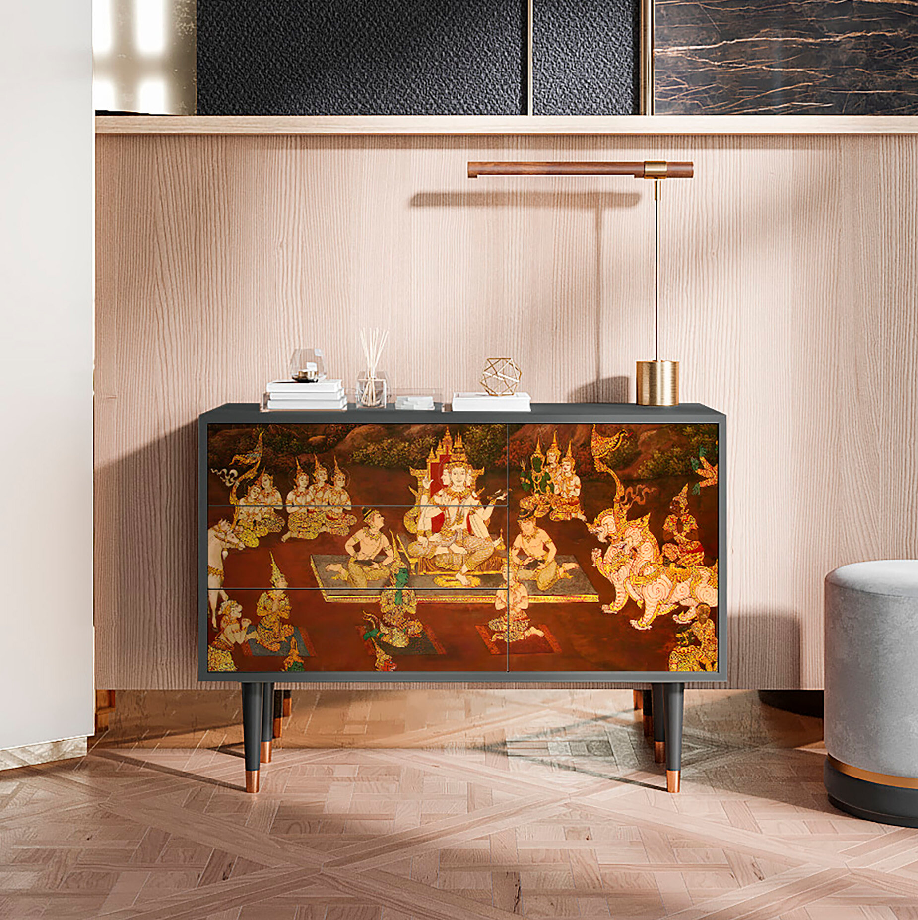 Комод - STORYZ - S3 Malyavan, Размер - 115 x 84 x 41 см, Цвет корпуса - , Антрацит