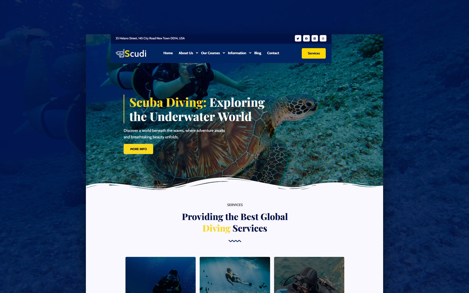 Подарочный сертификат на Шаблон для сайта Вордпресс с демоконтентом Scudi - Scuba Diving Center WordPress Theme